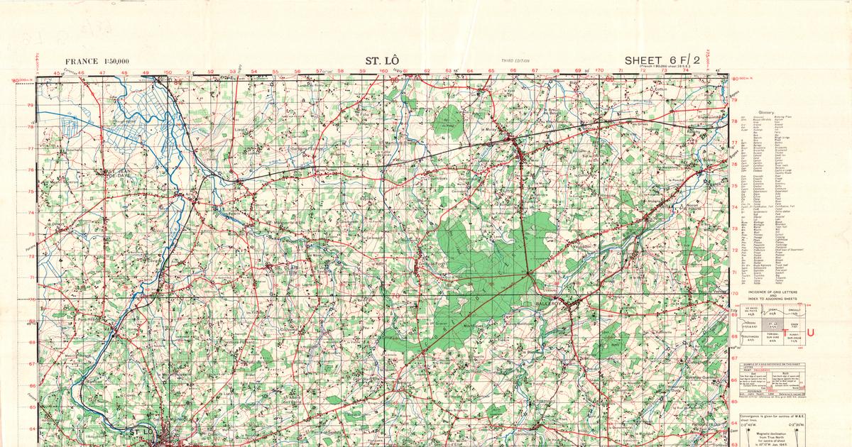 6F/2 - St Lo - War Office Map (1:50,000) » Normandy War Guide