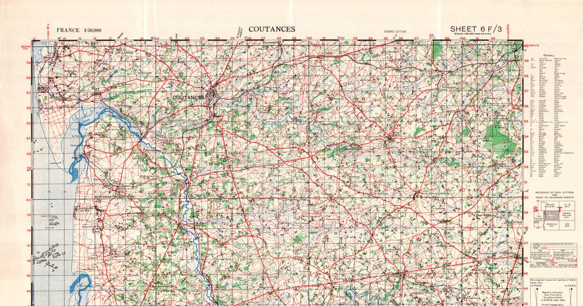 6F/3 - Coutances - War Office Map (1:50,000) » Normandy War Guide