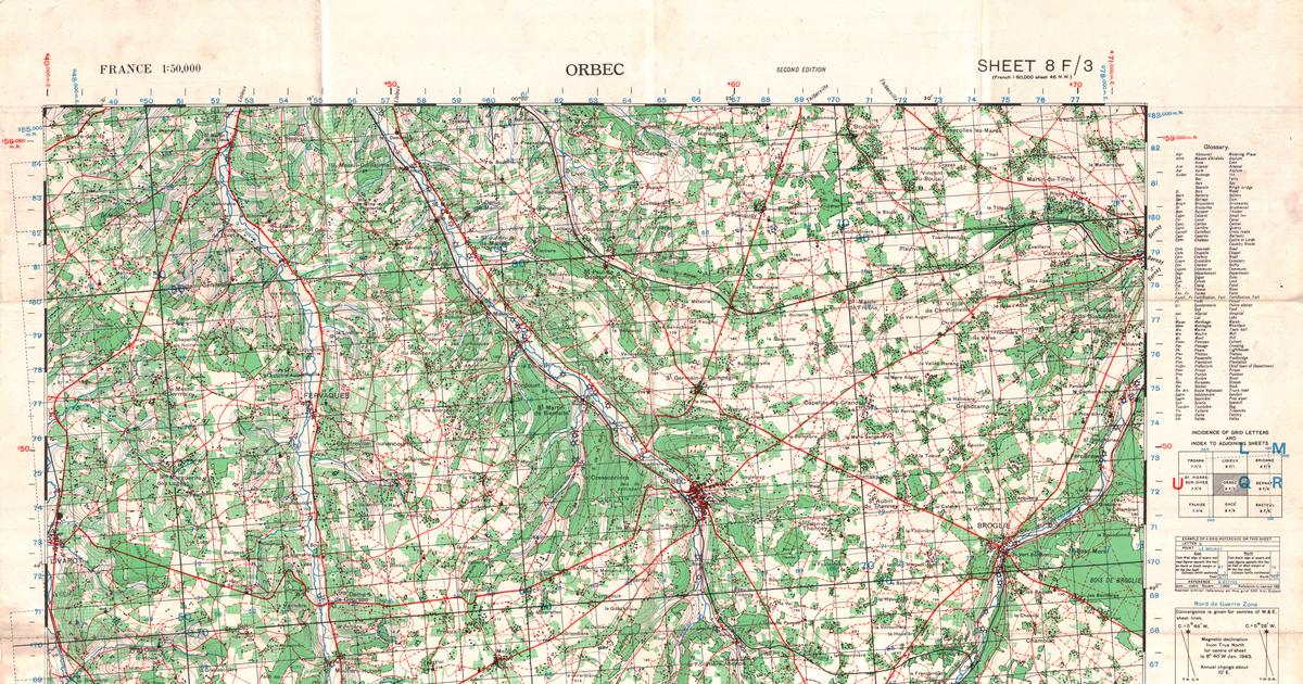 8F/3 - Orbec - War Office Map (1:50,000) » Normandy War Guide