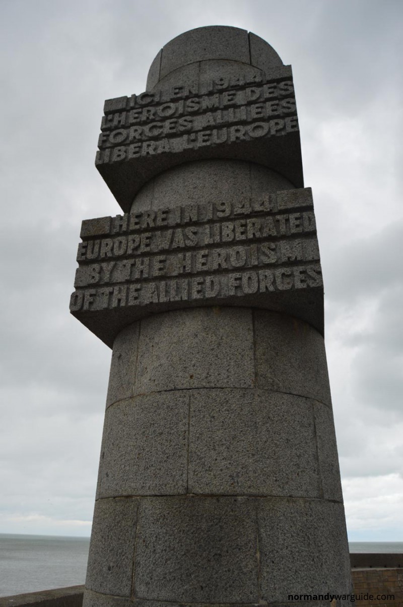 Monument to the liberation of Europe on Port-en-Bessin harbour wall ...